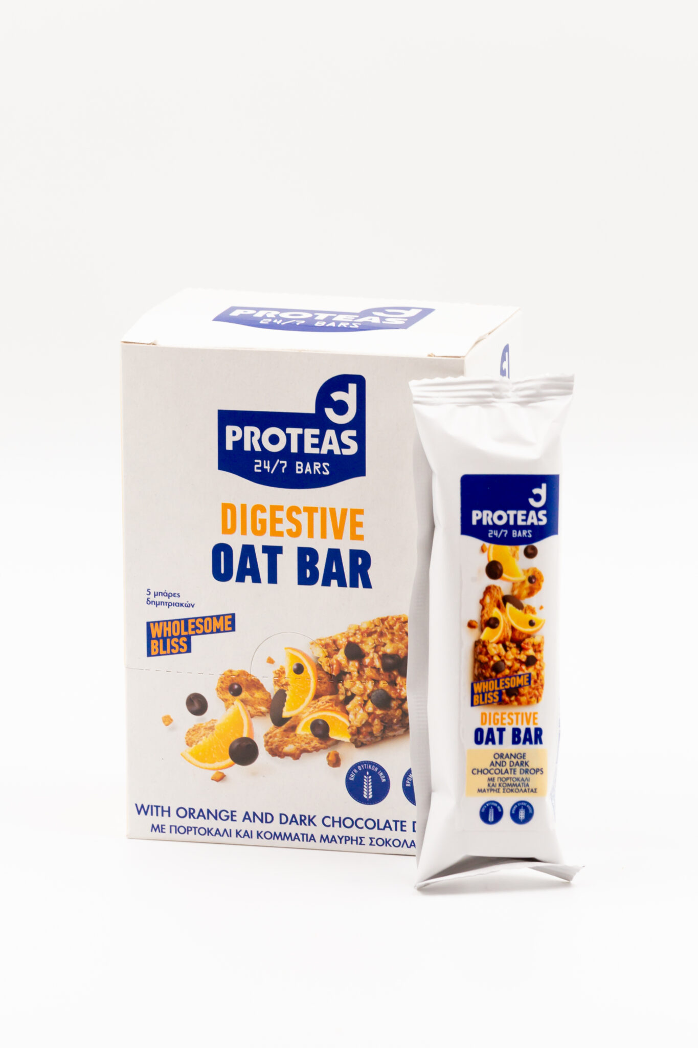 DIGESTIVE OAT BAR WITH ORANGE AND DARK CHOCOLATE DROPS - Proteas Bars