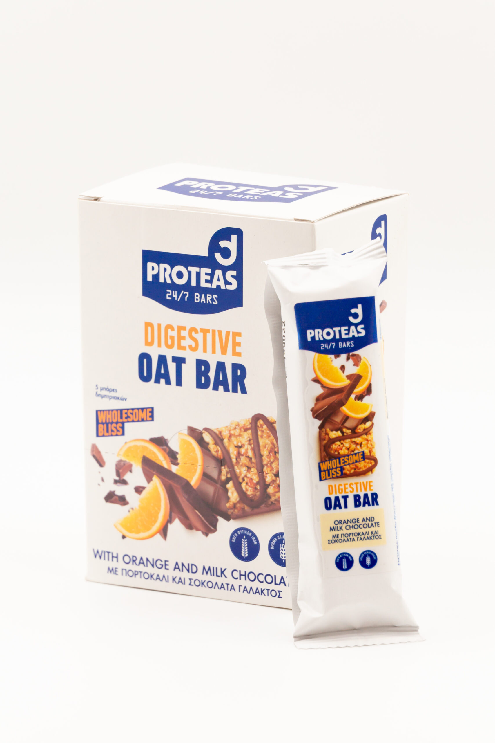 DIGESTIVE OAT BAR WITH ORANGE AND MILK CHOCOLATE - Proteas Bars