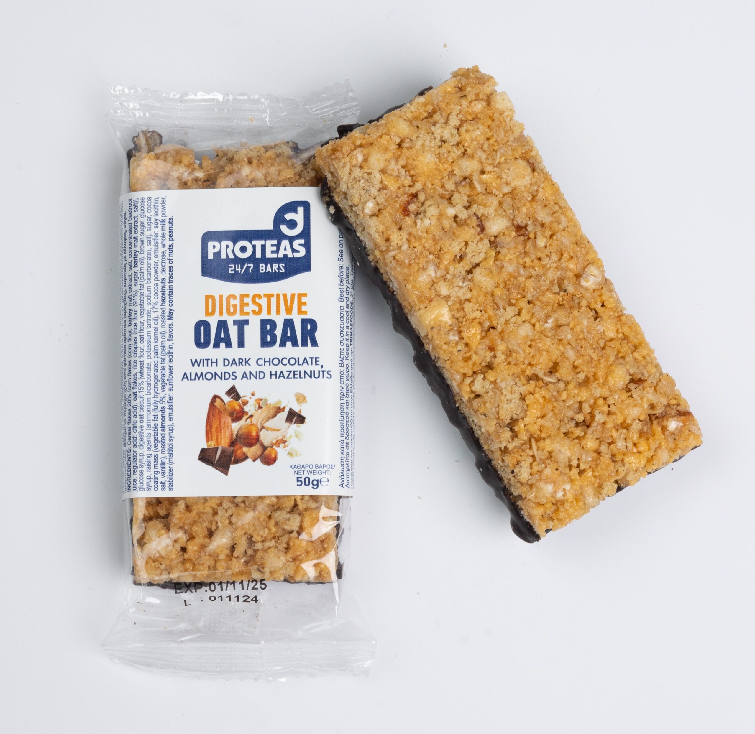 DIGESTIVE BAR βρώμης, γεύση μαύρης σοκολάτας, αμύγδαλα & φουντούκια ...