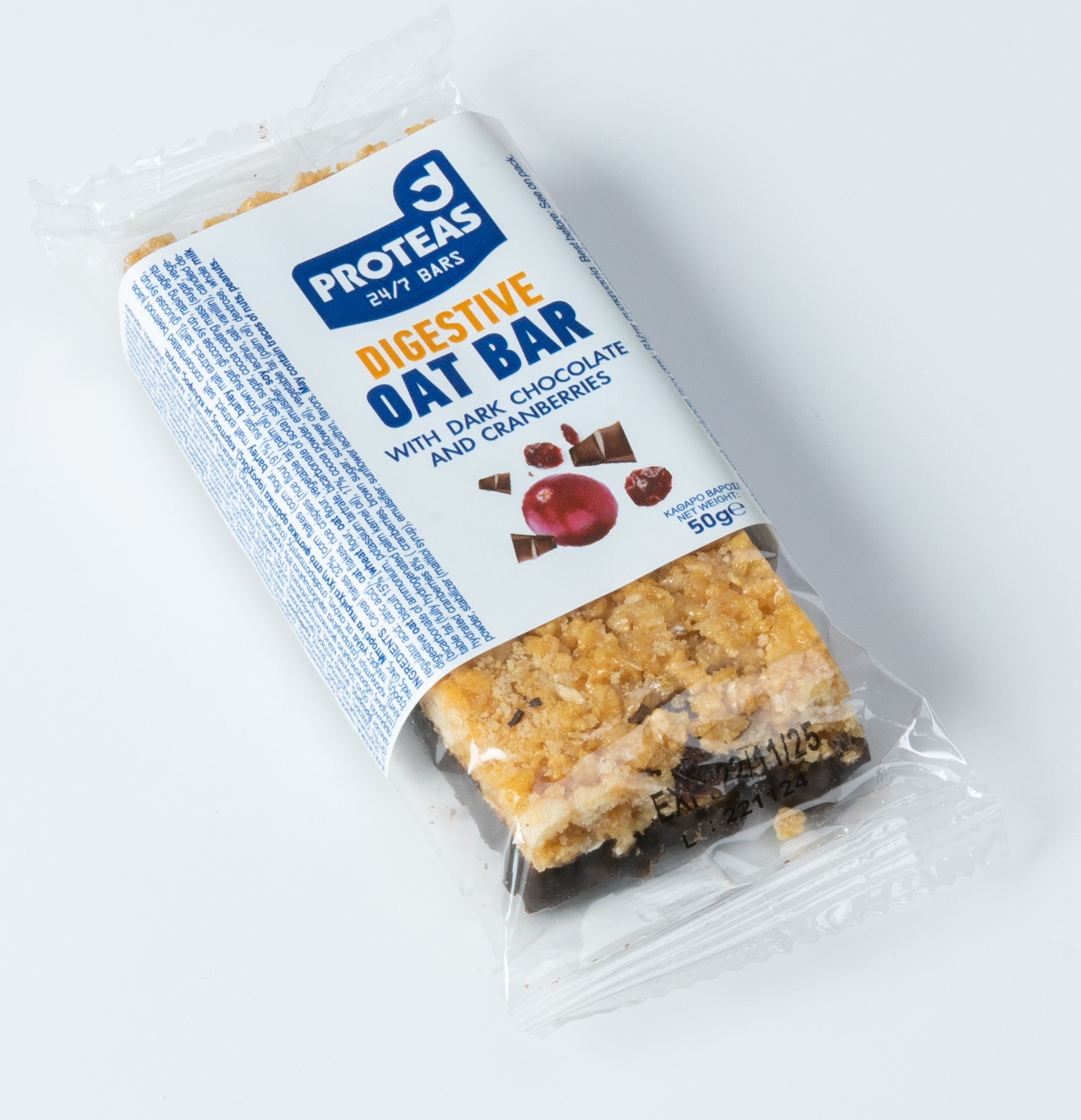 DIGESTIVE OAT BAR dark chocolate flavor & cranberries - Proteas Bars